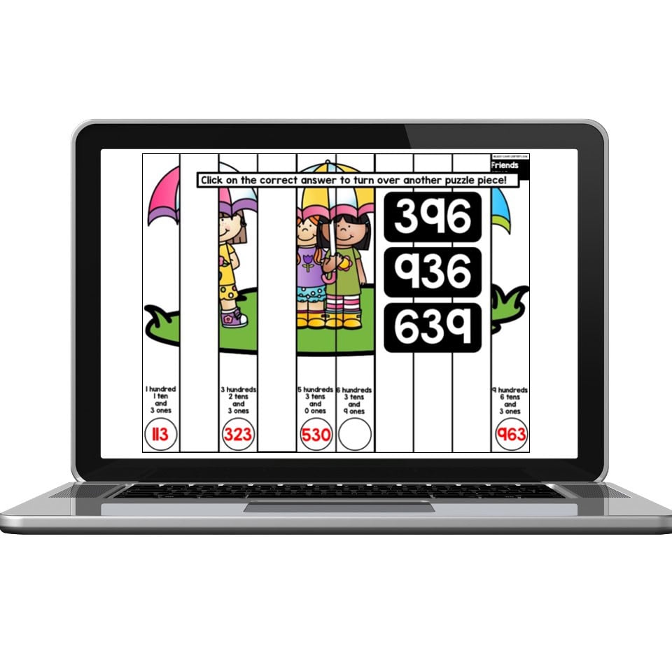 Digital May Math Puzzle – Place Value - Set 2 - Lucky Little Learners