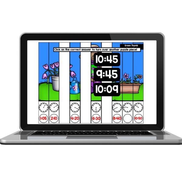 Digital May Math Puzzle – Telling Time - Lucky Little Learners