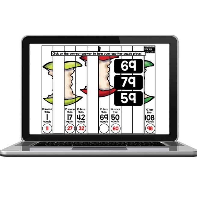Digital September Math Puzzle – 10 More, 10 Less - Lucky Little Learners