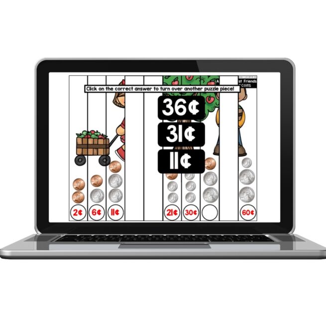 Digital September Math Puzzle – Counting Coins - Lucky Little Learners