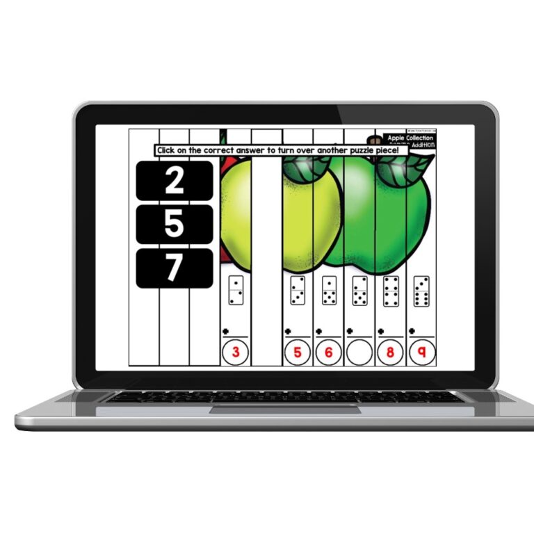 Digital September Math Puzzle – Domino Addition - Lucky Little Learners