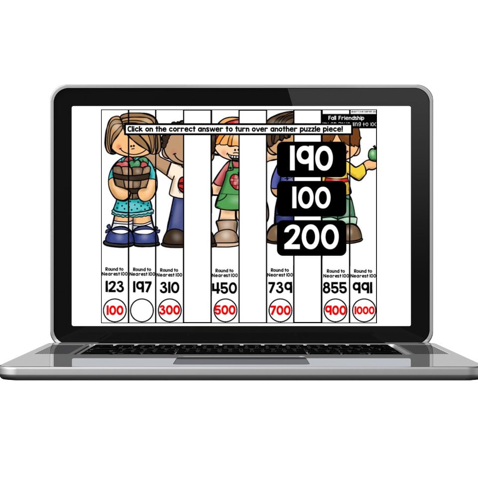 Digital September Math Puzzle – Rounding Numbers to 100 - Lucky Little ...