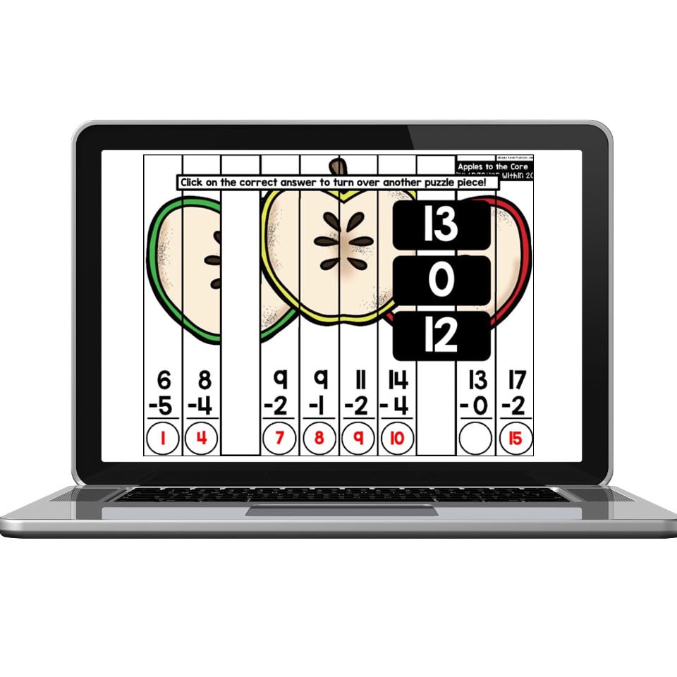 Digital September Math Puzzle – Subtraction Within 20 - Lucky Little ...