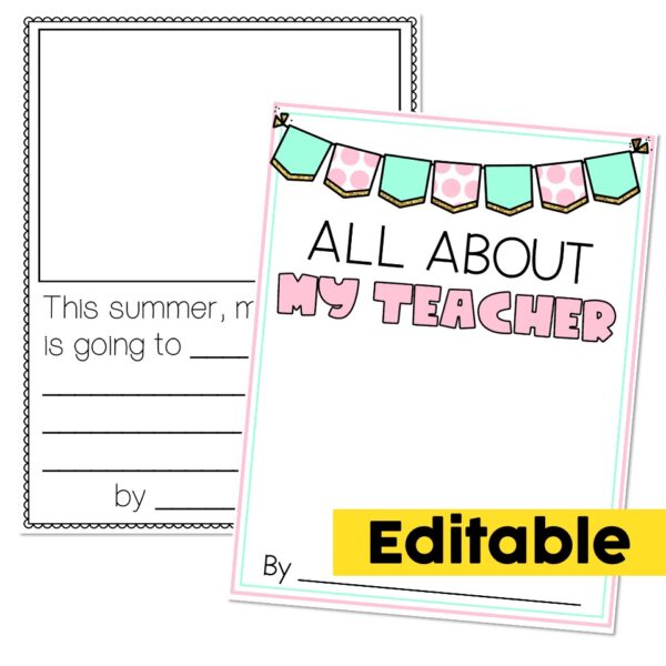 Editable All About My Teacher Class Book - Lucky Little Learners