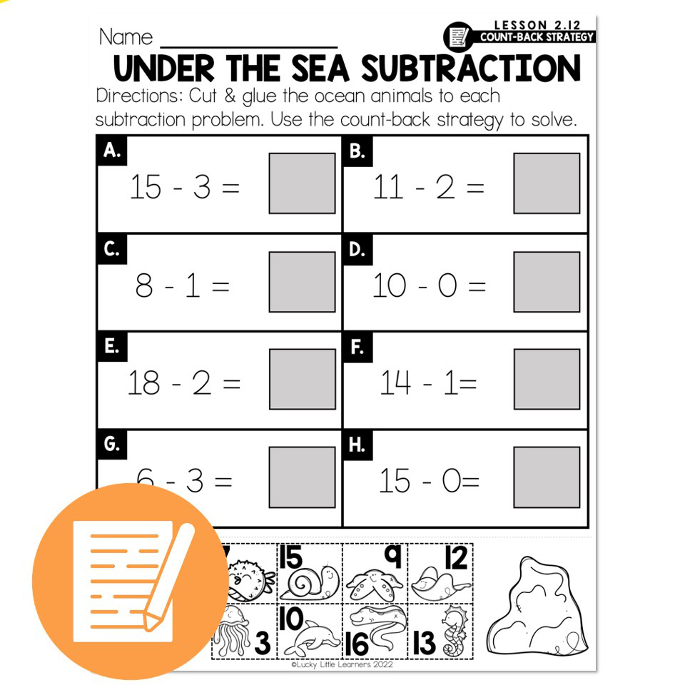Lucky to Learn Math - Count Back - Lesson 2.12 - Independent Practice ...
