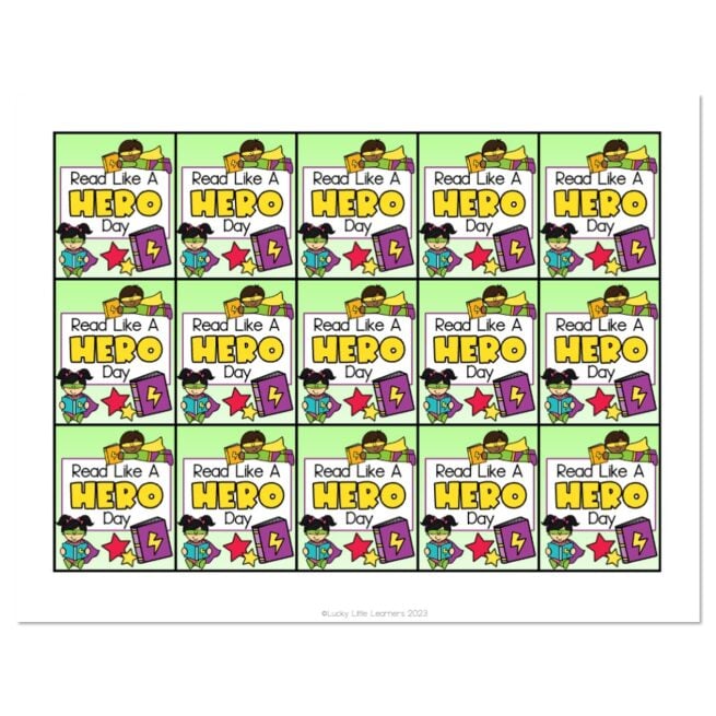 Read Like a Hero Day Brag Tag - Lucky Little Learners