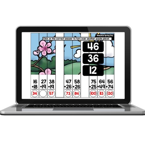 Digital April Math Puzzle - 2-Digit Addition With Regrouping - Lucky ...
