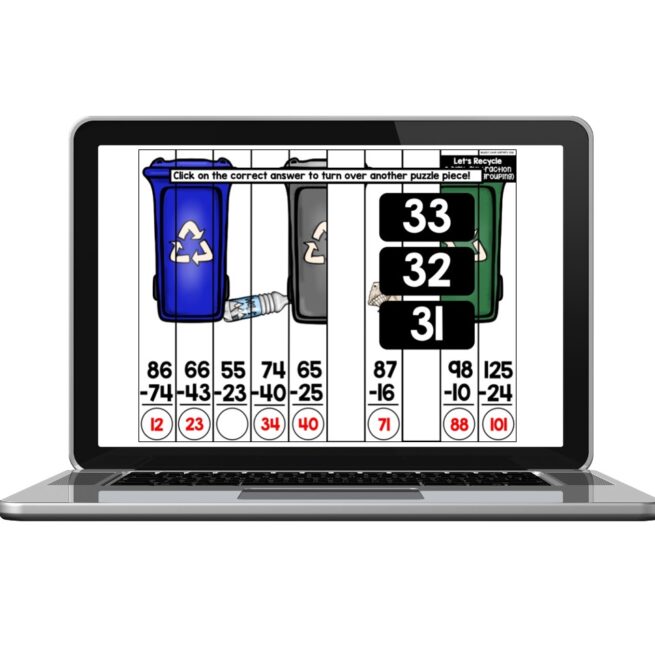 Digital April Math Puzzle - 2-Digit Subtraction Without Regrouping ...