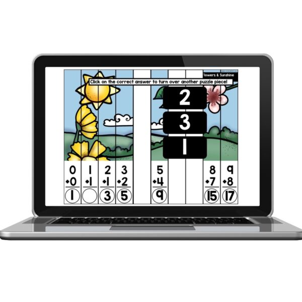 Digital April Math Puzzle - Math Facts Addition - Lucky Little Learners