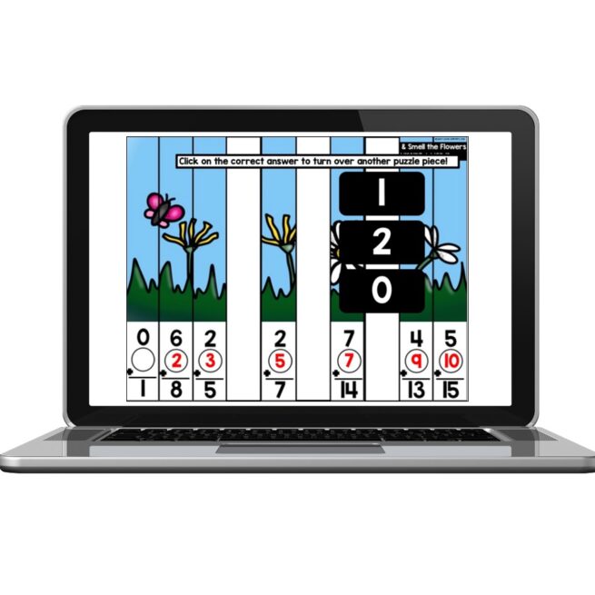 Digital April Math Puzzle - Missing Addends - Lucky Little Learners