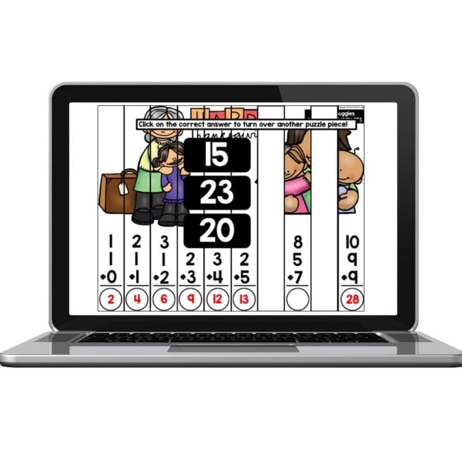 Digital November Math Puzzle – Adding 3 Numbers (1-Digit) - Lucky ...