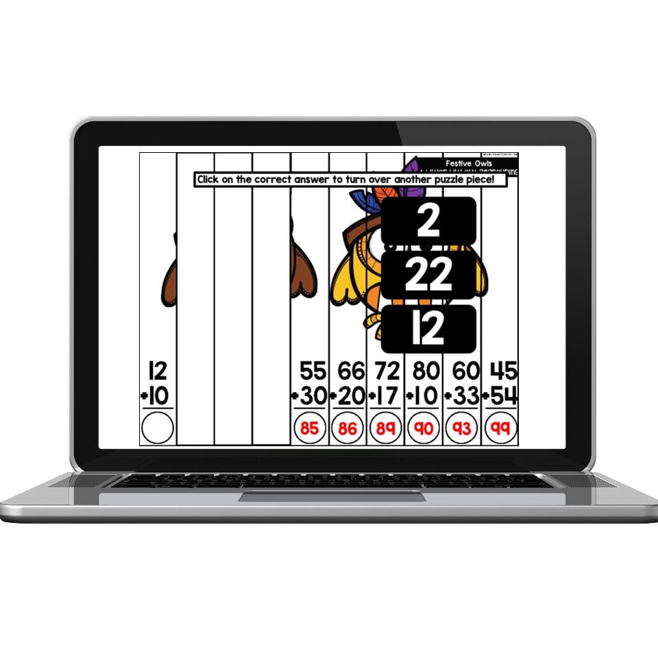 Digital November Math Puzzle – Addition Without Regrouping - Lucky ...