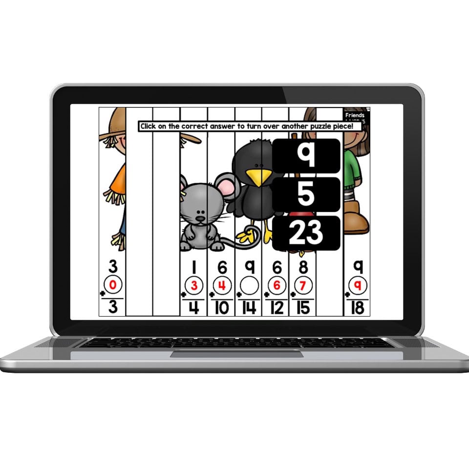 Digital October Math Puzzle – Missing Addends - Lucky Little Learners