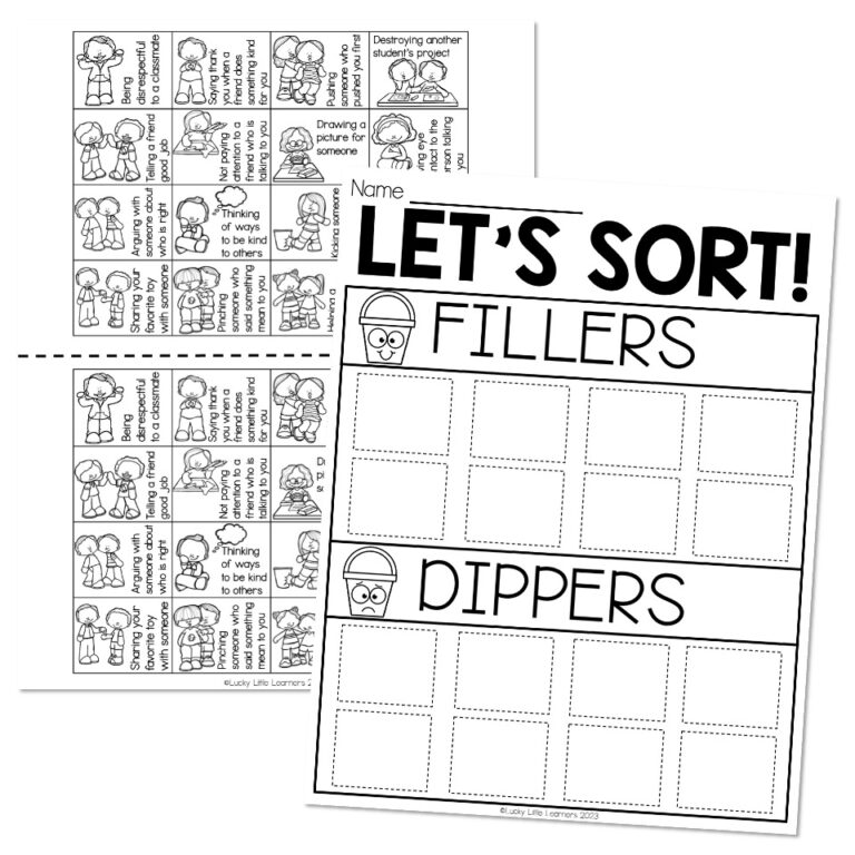Back to School Bonus Pack - Bucket Filler Activities - Let's Sort ...