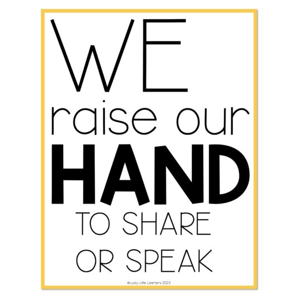 Back to School Bonus Pack - Classroom Rules Posters - We Raise Our Hand ...