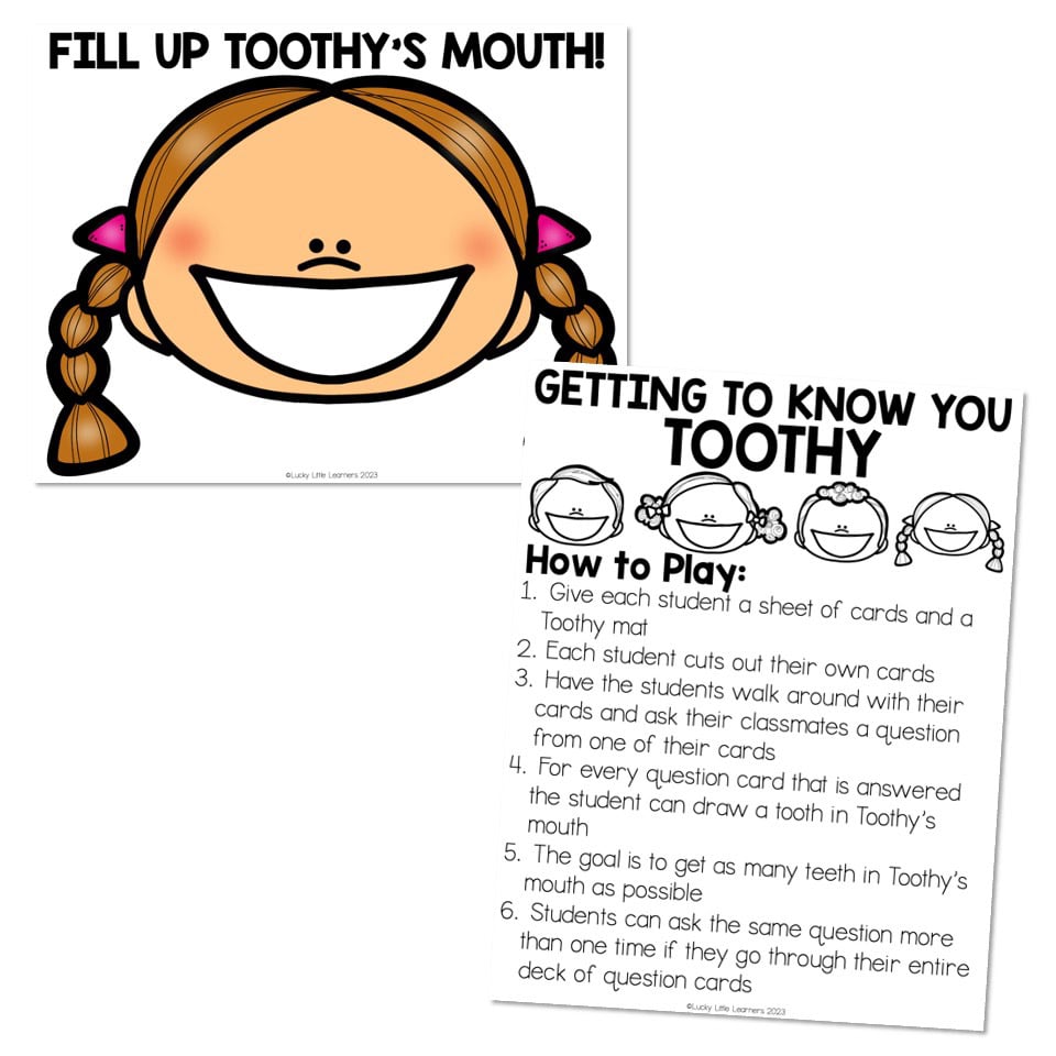 Back to School Bonus Pack - Getting to Know You Toothy- Getting to Know ...