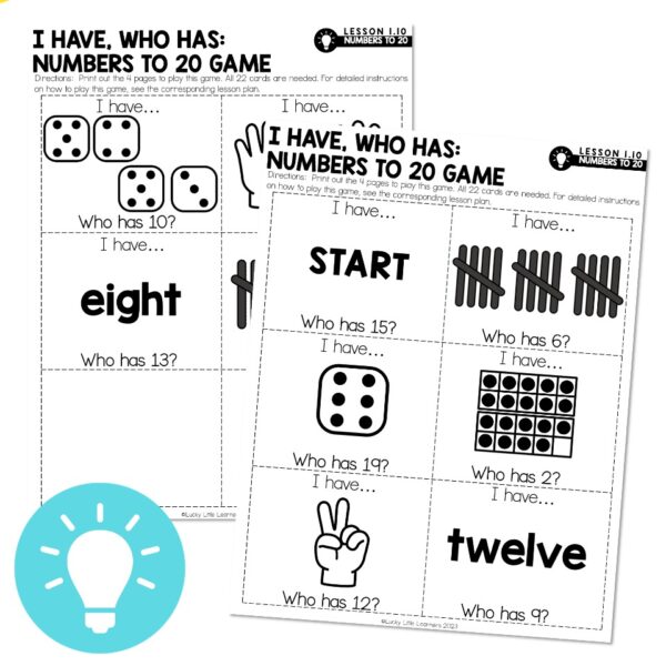 Lucky to Learn Math - 1st Grade - Lesson 1.10 - Numbers to 20 - Mini ...
