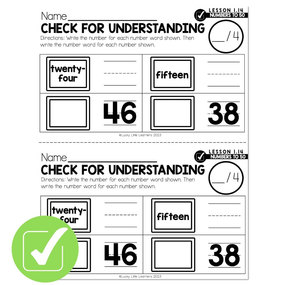 Lucky to Learn Math - 1st Grade - Lesson 1.14 - Number Words to 50 ...