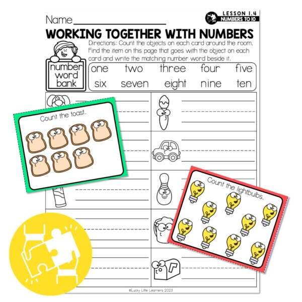 Lucky to Learn Math - 1st Grade - Lesson 1.4 - Number Words to Ten ...
