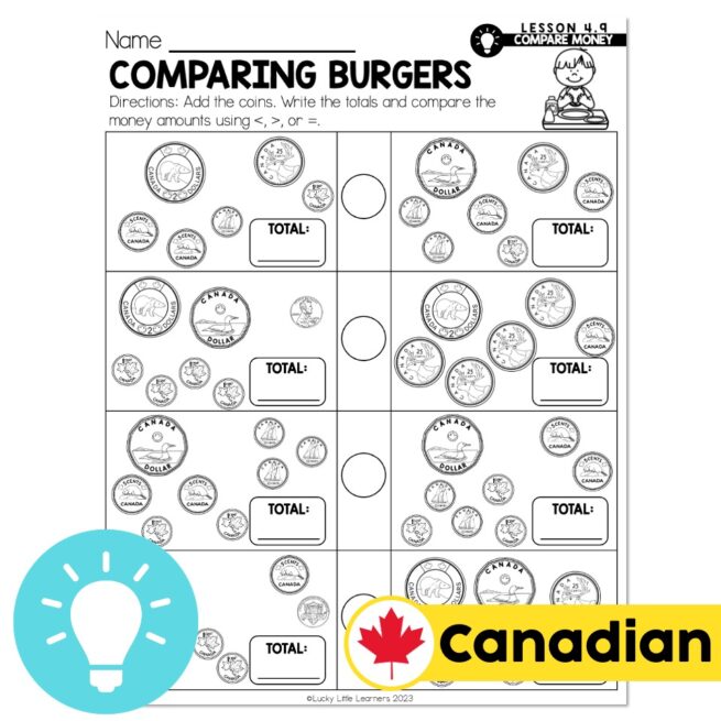 Lucky to Learn Math - Canadian Money - Compare Money Amounts - Lesson 4 ...