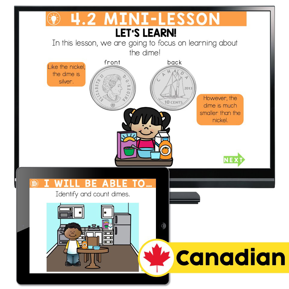 Lucky to Learn Math - Canadian Money - Dimes - Lesson 4.2 - Teaching ...