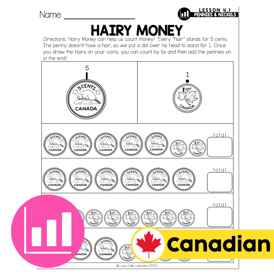 Lucky to Learn Math - Canadian Money - Pennies and Nickels - Lesson 4.1 ...