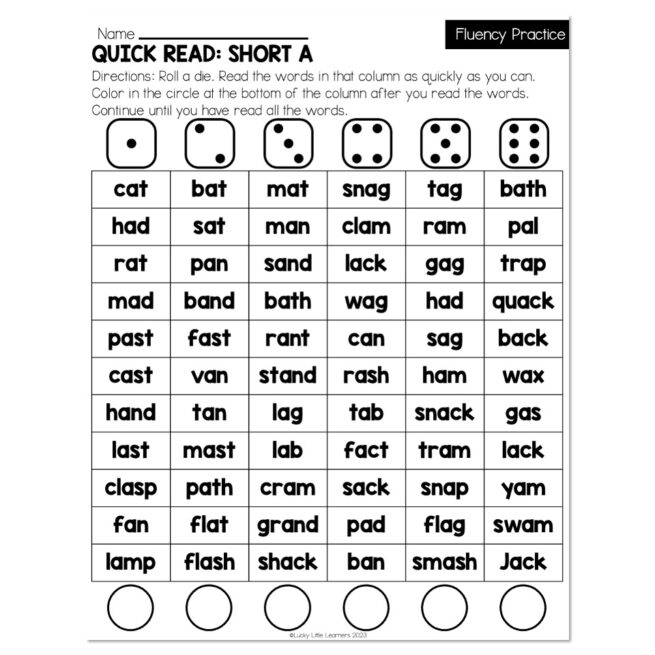 Lucky to Learn Phonics - Short A - Quick Read Fluency Practice - Lucky ...