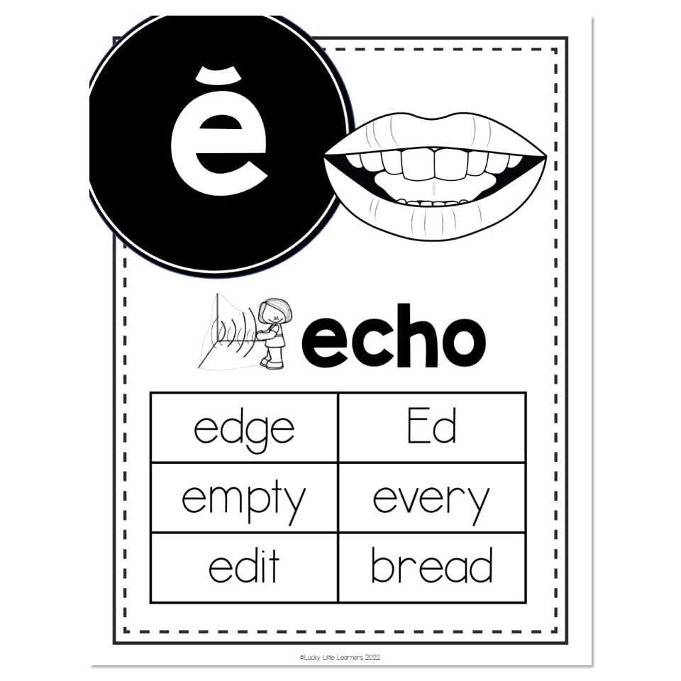 Lucky to Learn Phonics - Short E - Phoneme Poster - Lucky Little Learners