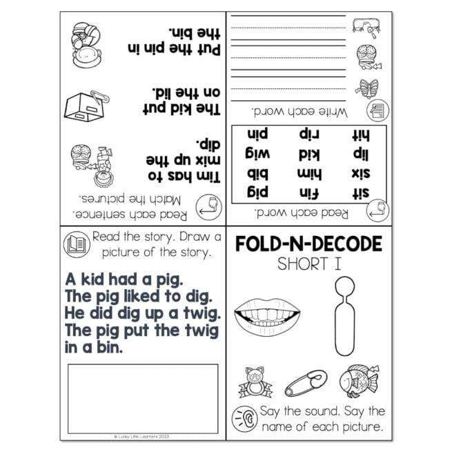 Lucky to Learn Phonics - Short I - Fold-N-Decode - Lucky Little Learners
