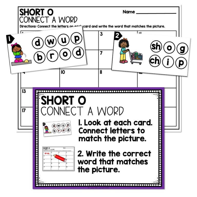 Lucky to Learn Phonics - Short O - 2nd Grade Phonics Center - Connect A ...