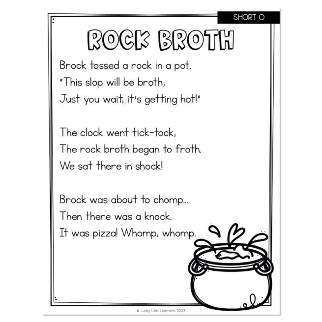 Lucky to Learn Phonics - Short O - 2nd Grade Phonics Poem - Rock Broth ...