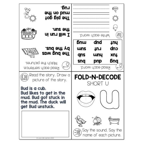 Lucky to Learn Phonics - Short U - Fold-N-Decode - Lucky Little Learners