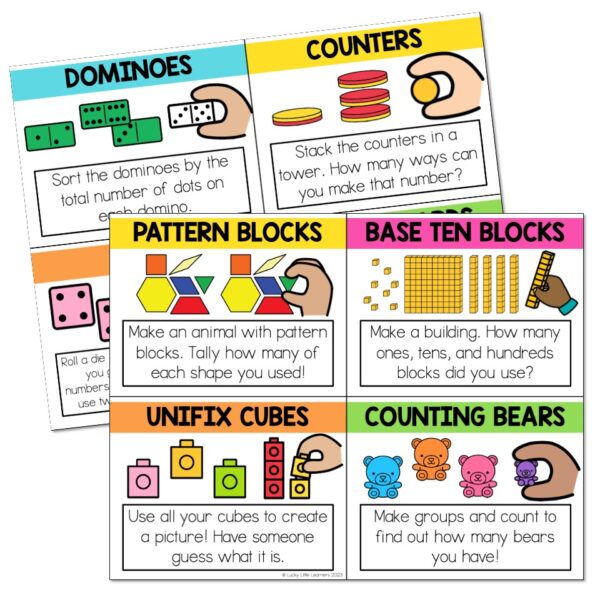Math Manipulative Task Cards - Lucky Little Learners