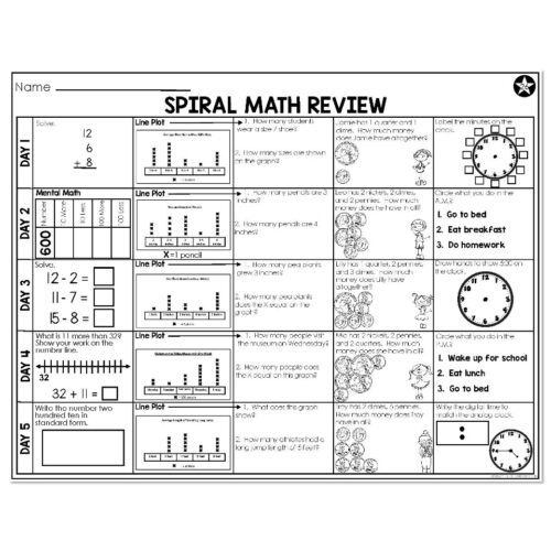 2nd Grade Spiral Math - Week 26 - Below - Lucky Little Learners