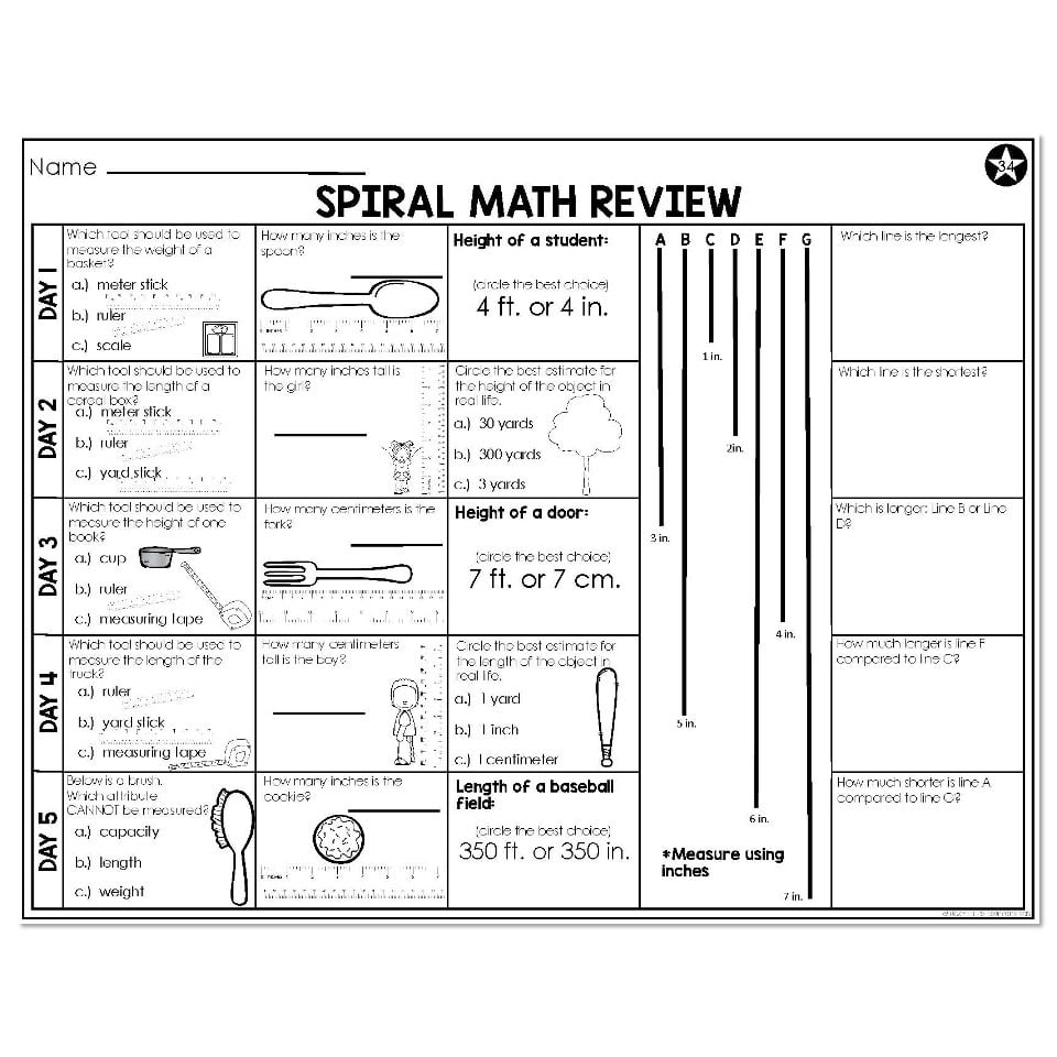 2nd Grade Spiral Math - Week 34 - Below - Lucky Little Learners