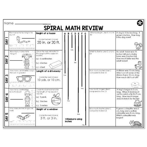 2nd Grade Spiral Math - Week 35 - Below - Lucky Little Learners