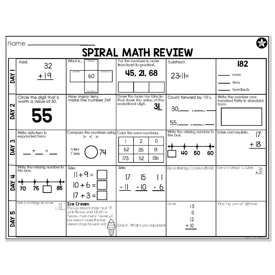 2nd Grade Spiral Math - Week 37 - Below - Lucky Little Learners