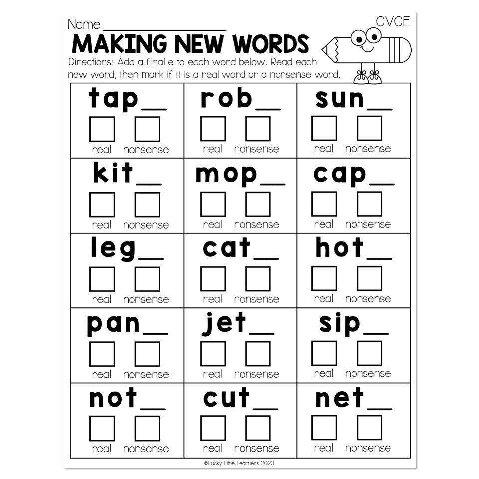 Nonsense Words Worksheet Nonsense Words Worksheet