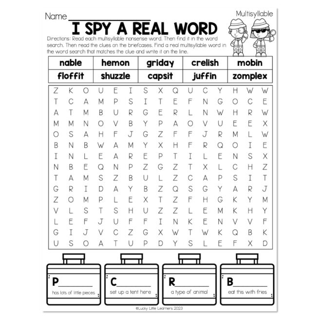 Nonsense Words Multisyllable I Spy A Real Word Lucky Little Learners Nonsense Words Multisyllable I Spy A Real Word Lucky Little Learners