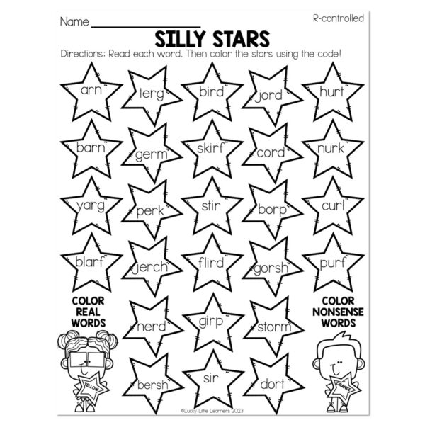 Nonsense Words - R-controlled - Silly Stars - Lucky Little Learners