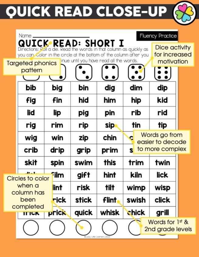 Quick Reads Phonics Pages - Lucky Little Learners