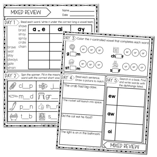 2nd Grade Phonics Worksheets - Mixed Review Part 2 - Lucky Little Learners