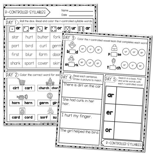 2nd Grade Phonics Worksheets - R-Controlled Syllables - Lucky Little ...