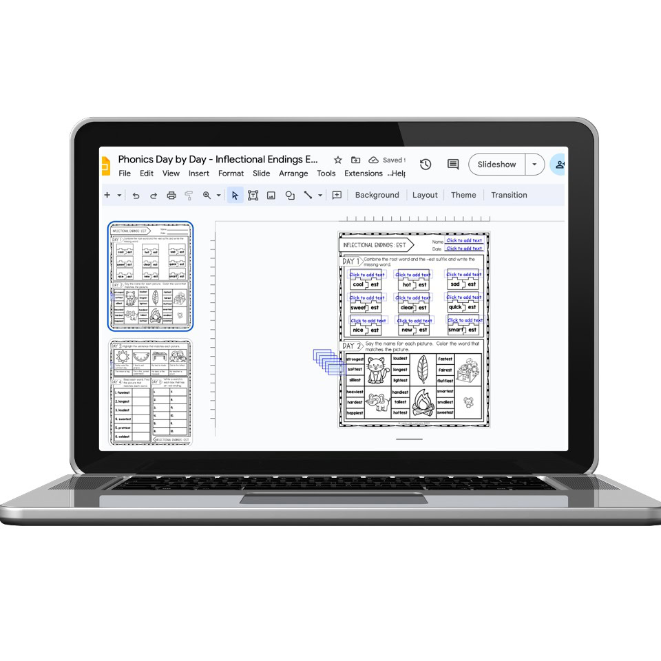 Digital - 2nd Grade Phonics Worksheets - Inflectional Endings EST ...