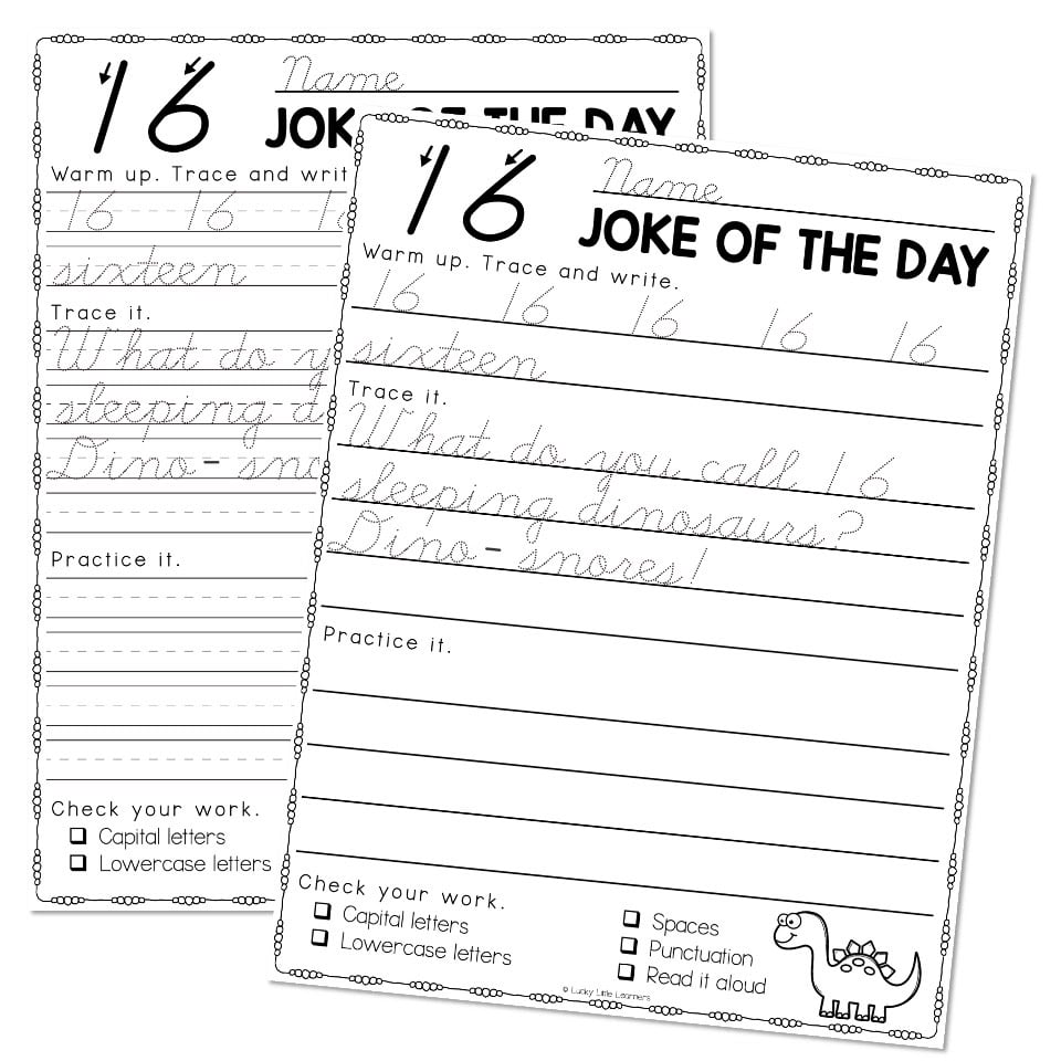 Jokes Cursive Handwriting Practice - 16 - Lucky Little Learners