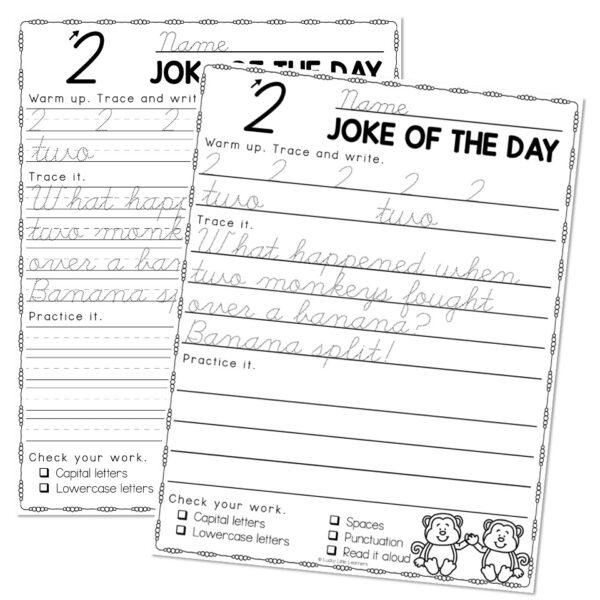 Jokes Cursive Handwriting Practice - 2 - Lucky Little Learners