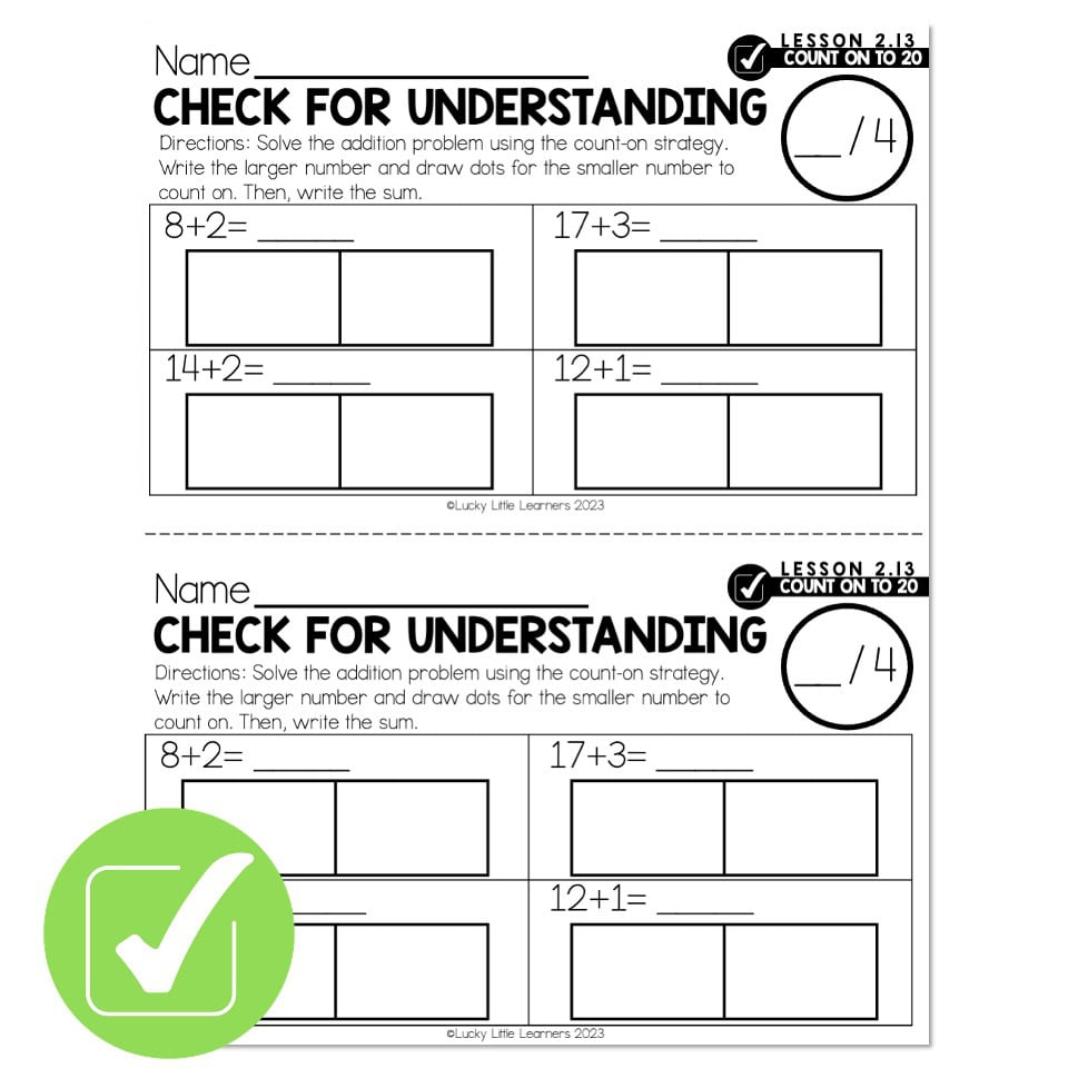 Lucky to Learn Math - 1st Grade - Lesson 2.13 - Count On Strategy ...