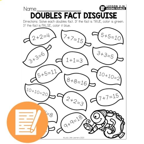 Lucky to Learn Math - 1st Grade - Lesson 2.14 - Adding Doubles Facts ...
