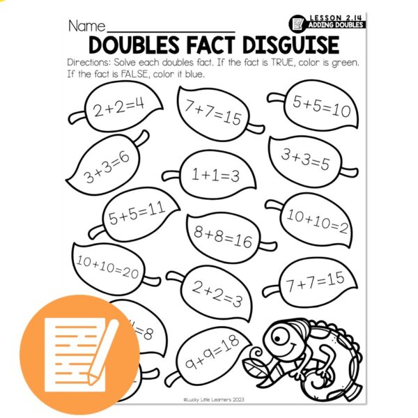 Lucky to Learn Math - 1st Grade - Lesson 2.14 - Adding Doubles Facts ...