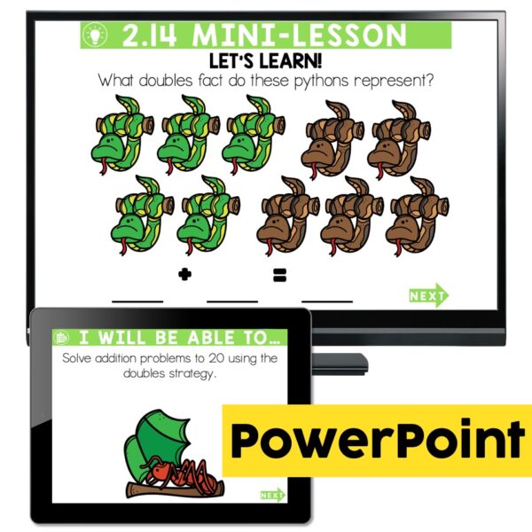 Lucky to Learn Math - 1st Grade - Lesson 2.14 - Adding Doubles Facts ...